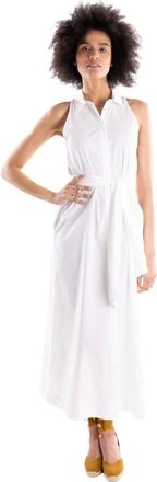 Marella Femme, Robes, Blanc, Taille: 40 FR Robe Chemise Popeline Sans Manches