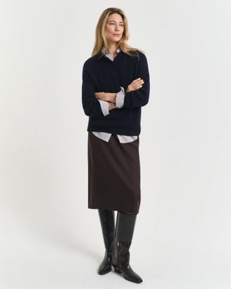 GANT Damen Bleistiftrock aus Wollmix in Midilänge (44) DEEP Braun