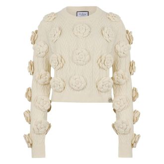 Philipp Plein Pullover Rundhalsausschnitt LS Love - - Knitwear - Damen - Beige - S