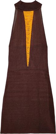 Patrizia Pepe Femme, Robes, Brun, Taille: 38 FR Robe Mini Sans Manches Orn&eacute;e de Perles