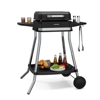 Klarstein Gatsby Elektrogrill 3050 W - Indoor & Outdoor, Rauchfreies EasyGrill-Konzept, Antihaft-Grillplatte, Bis 240 &deg;C, Standfu&szlig; Mit Seitentischen