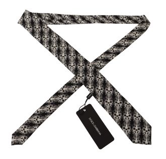 Dolce & Gabbana Black & White Floral Silk Print Necktie - Black