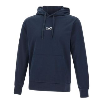 Emporio Armani Emporio Armani Ea7, Homme, Sweatshirts et sweats &agrave; capuche, Bleu, Taille: S SweaT-shirt &agrave; capuche en coton Core Identity