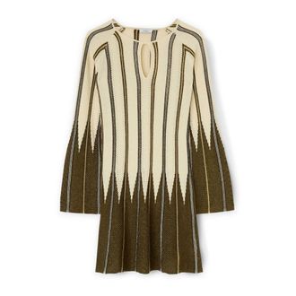 Motivi Femme, Robes, Vert, Taille: 38 FR Robe &agrave; rayures en maille lurex effet pliss&eacute;