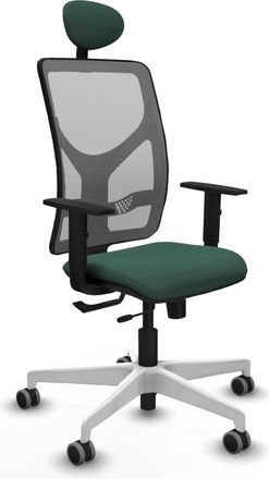 Piqueras y Crespo Gr&uuml;ner Drehstuhl mit 1D-Armen, h&ouml;henverstellbare Lendenwirbelst&uuml;tze und festes Kopfteil, ausgestattet mit Syncro/Traslack und Schneideschaum, Grau/Fla