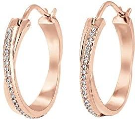 Elli Boucles dOreilles Elli - Boucles dOreilles Créoles Femme - Plaquè or Rosé Argent (925/1000) Cristaux