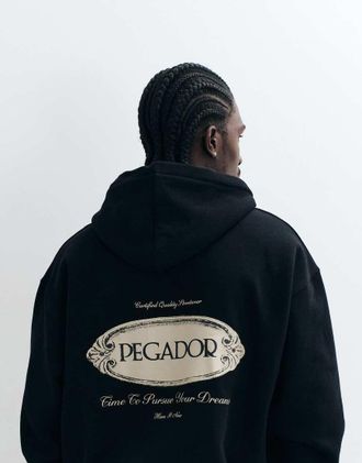 Pegador Pegador - Palmoli - Sweat &agrave; capuche oversize avec imprim&eacute; graphique au dos - Noir