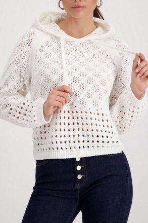 Monari Strickpullover Chenille-Pullover mit Kapuze - Regular Fit