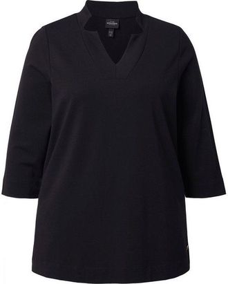 Ulla Popken T-Shirt Shirt A-Linie Spatenkragen V-Ausschnitt 3/4-Arm