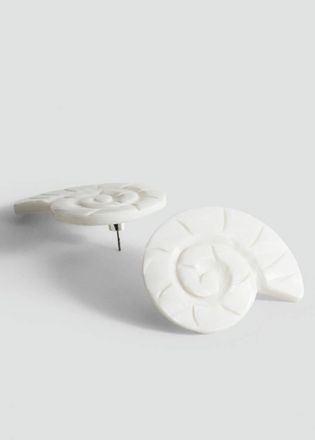 Mango Boucles doreilles coquillage en acier inoxydable blanc - Femme - Taille unique - MANGO