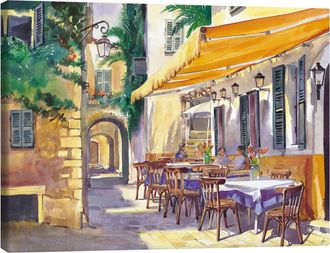 Posterlounge Café in der Provence Leinwandbild von Paul Simmons 90 x 70 cm Wandbilder Wanddeko