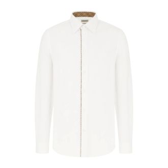 Burberry Homme, Chemises, Blanc, Taille: XL Chemise en popeline de coton classique avec passepoil Check