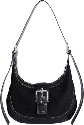 Generic Sac &agrave; bandouli&egrave;re en cuir PU, grande poche sous le bras avec sangle r&eacute;glable, sac &agrave; bandouli&egrave;re pour femme, travail, shopping, voyage, quotidien, Noir