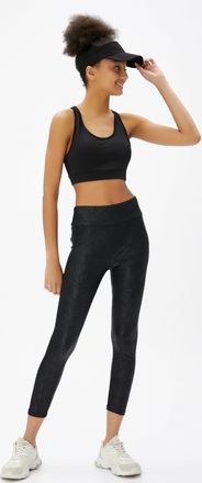 Koton Women Medium Rise Faux Leather Sport Leggings