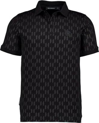 Karl Lagerfeld Herren Polo-Shirt schwarz Baumwoll-Jersey
