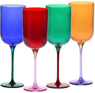 Krosno Weingl&auml;ser 350 ml - 4er Set - Kollektion Aurora - Rot und Gr&uuml;n - Kristallglas - Handgefertigt, Get&ouml;nt - Elegant und Modern - Ideal als Geschenk