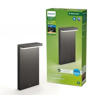 Philips Outdoor Ultra-Efficient Bustan Sockelleuchte 3,8W, 2700 Kelvin, IP44 wetterfest, anthrazit, Warmwei&szlig;