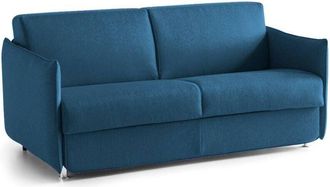 Dmora 3-Sitzer Schlafsofa Gravere, Schlafsofa fürs Wohnzimmer, gepolstert, abnehmbar, 100 % Made in Italy-Qualität, 200x95 h90 cm, Blau - Dmora