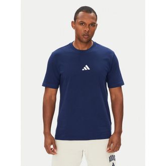 adidas T-Shirt Essentials Small Logo JF1093 Dunkelblau Regular Fit