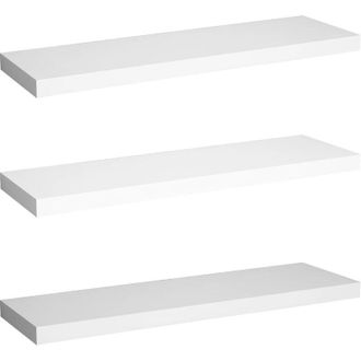 Woltu Woltu - Lot de 3 &eacute;tag&egrave;res murales cubes en bois MDF - Fixation invisible - Dimensions 110x22.9x3.8cm - Charge max 15kg - Blanc