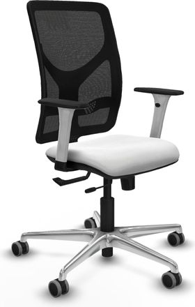 Piqueras y Crespo Schreibtischstuhl mit wei&szlig;en und schwarzen Armlehnen, h&ouml;henverstellbare Lendenwirbelst&uuml;tze, ausgestattet mit Syncro/Traslack und Schneideschaum. Schwa