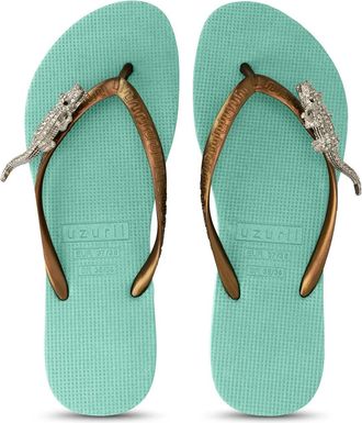 UZURII Slipper & Pantoletten - Zehentrenner Silver Crocodile Switch - Gr. 35,5 (EU) - in Gr&uuml;n - f&uuml;r Damen