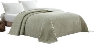 Beatrice Home Fashions Channel Chenille Bedspread, Queen, Sage