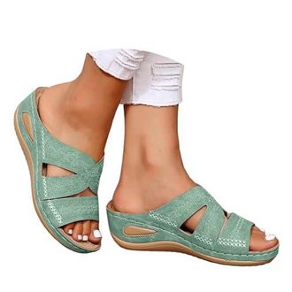 Generic Sandales compens&eacute;es orthop&eacute;diques pour femme 2026, bout ouvert plat, soutien de la vo&ucirc;te plantaire, pantoufle d&eacute;t&eacute; habill&eacute;e pour femme, large largeur,