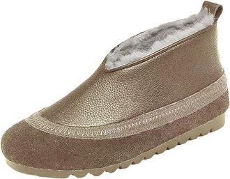 Generic Bottines imperm&eacute;ables pour femme - Couleur pure - Antid&eacute;rapantes - D&eacute;contract&eacute;es - Doublure en peluche - Chaussures courtes basiques en daim - Confort