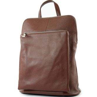 modamoda.de T141 Damen Leder Rucksack Damentasche Schultertasche handmade in Italy, Farbe:Braun2021