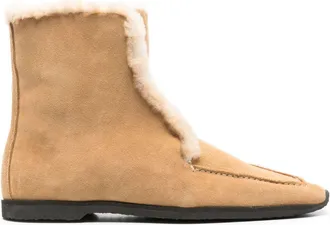 Toteme bottines à bords en peau lainée - Marron