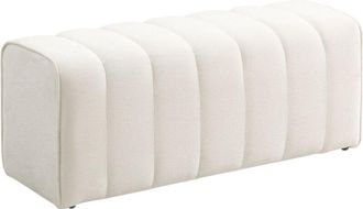 HOMCOM Banc bout de lit - HOMCOM - rembourré - pour chambre, couloir, salon - tissu aspect lin - 110 x 40 x 44 cm - crème