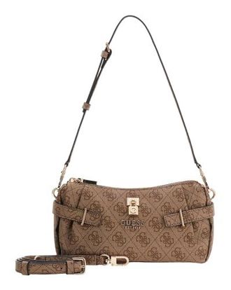 Guess sac &agrave; &eacute;paule bandouli&egrave;re Yesba Mini Top Zip Bag Latte Logo marron clair