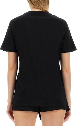 Moschino Logo-Embroidered Cotton T-Shirt - Black