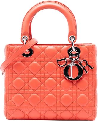 Dior 2013 Medium Lambskin Cannage Lady Dior satchel - Orange