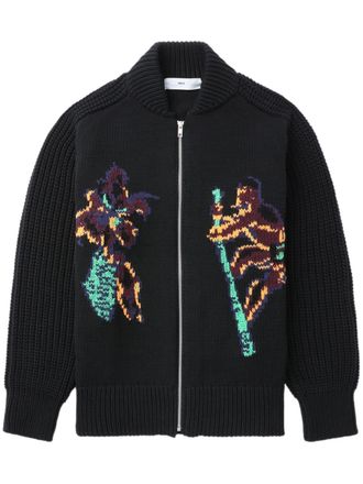 Toga Archives cardigan zippé en maille intarsia - Noir