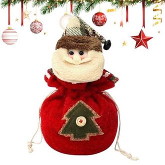 Generic Sacs à de Noël | Sac à Bonbons de Noël Tricoté - Rangement Réutilisable Décoratif avec Père Renne Bonhomme de Neige pour Emballage de Friandises
