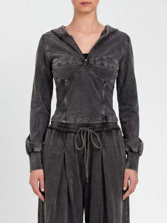Twin-Set Sweat bustier en coton avec capuche et fermeture zipp&eacute;e