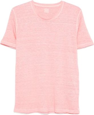 120% Lino Homme, Tops, Rose, Taille: M T-shirt col rond coupe classique
