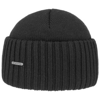 Stetson Northport Winterm&uuml;tze aus Merinowolle - M&uuml;tze Made in Italy - Seemannsm&uuml;tze f&uuml;r Damen/Herren - Wollm&uuml;tze Herbst/Winter - Merinom&uuml;tze Schwarz One Size