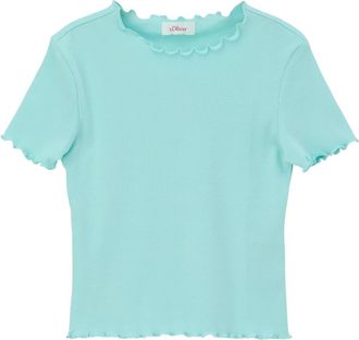 s.Oliver Mädchen 2142485 T-Shirt mit Rollsaum, türkis, S