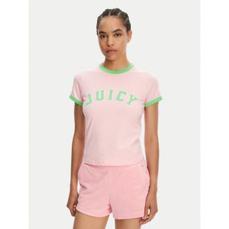 Juicy Couture T-Shirt Collegiate Ringer JCWCT125320 Rosa Slim Fit