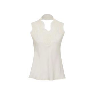 Gold Hawk Caraco en soie et dentelle Gina - Femme - Tops - Blanc - Taille: 42 FR