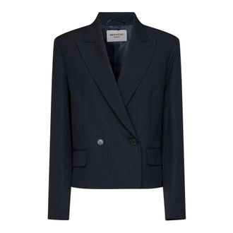 Max Mara Boxy Zweireihiger Blazer - - Jackets - Damen - Blau - XS