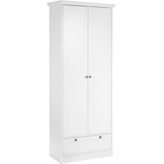 Finori Finori - Armoire Landwood - Panneaux de particules et m&eacute;lamin&eacute; - 2 portes - 18 paires - L80 x P39 x H200 cm - Blanc