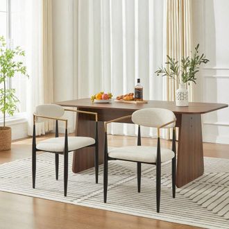 Generic Paar Bequeme und vielseitige St&uuml;hle - Schwarz-goldene Metallstruktur, weiche und atmungsaktive beige Bez&uuml;ge - Passt zu Allen Einrichtungsstilen