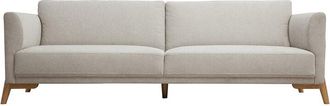 Miliboo Miliboo - Canap&eacute; scandinave 4 places en tissu effet velours textur&eacute; beige et bois clair sindro