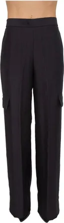 Blugirl Femme, Pantalons, Bleu, Taille: 42 FR Pantalon Large en Lyocell avec Garniture en Dentelle
