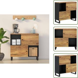 vidaXL The Living Store Buffet avec 2 portes 80x33x75 cm bois massif de manguier - Rangement