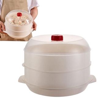 Generico Cuiseur vapeur double couche - Casserole &agrave; vapeur pour une cuisine saine, fournitures de cuisine peu encombrantes avec design r&eacute;sistant &agrave; la chaleur, 